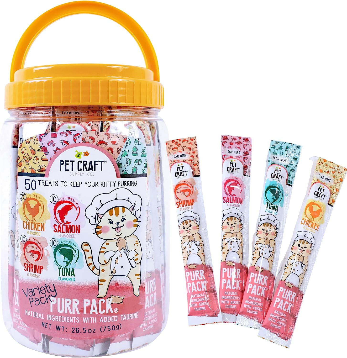 Pet Craft Supply Lickable Cat Treats Variety Pack (Salmon, Shrimp, Tuna ...