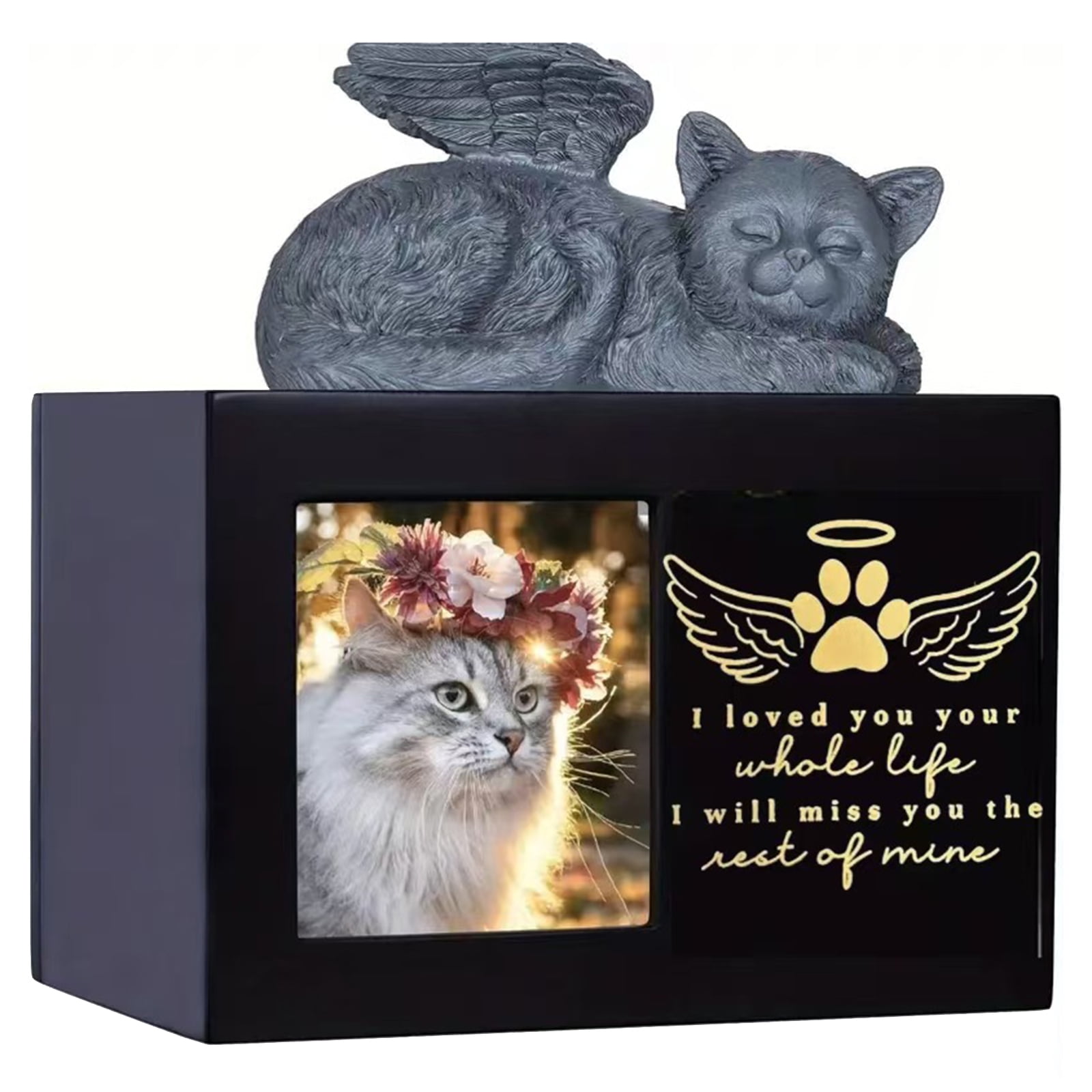 Pet Cremation Ashes Box with Photo Frame Pet Memory Keepsakes Resins ...