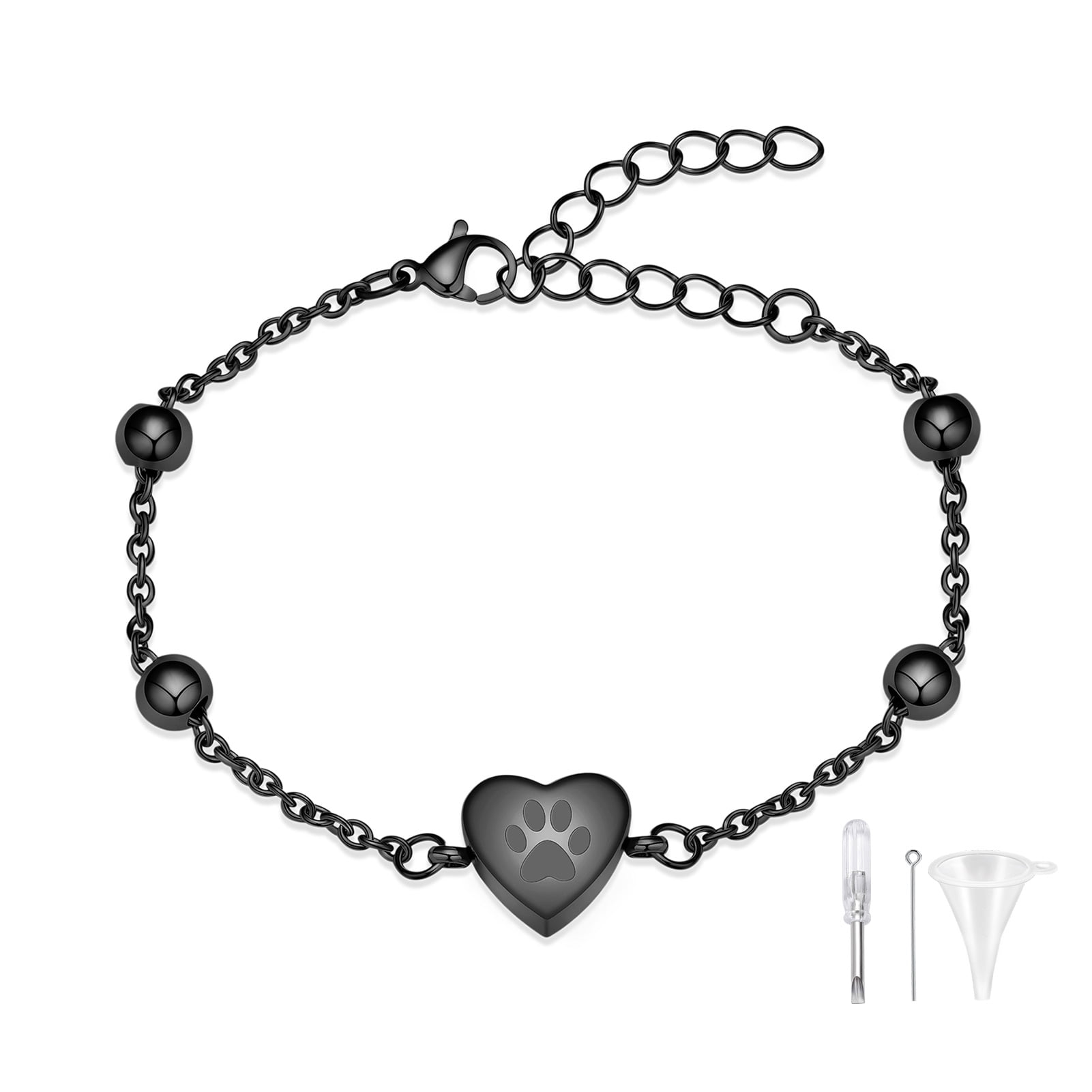 Pet Cremation Jewelry Bracelet for Ashes for Women Heart & Paw Print ...