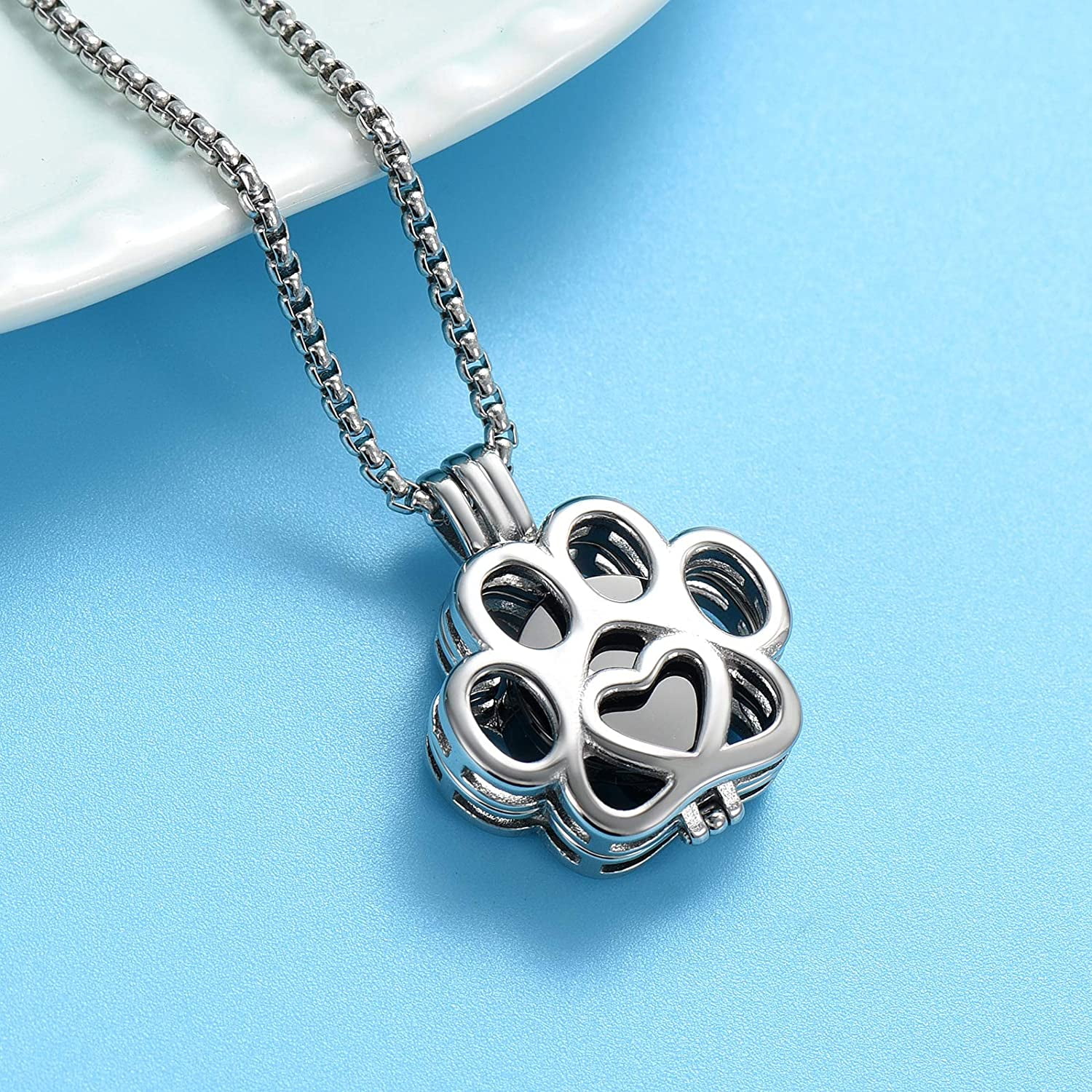 Pet Cremation Jewelry For Ashes For Dog/Cat Paw Stainless Steel ...