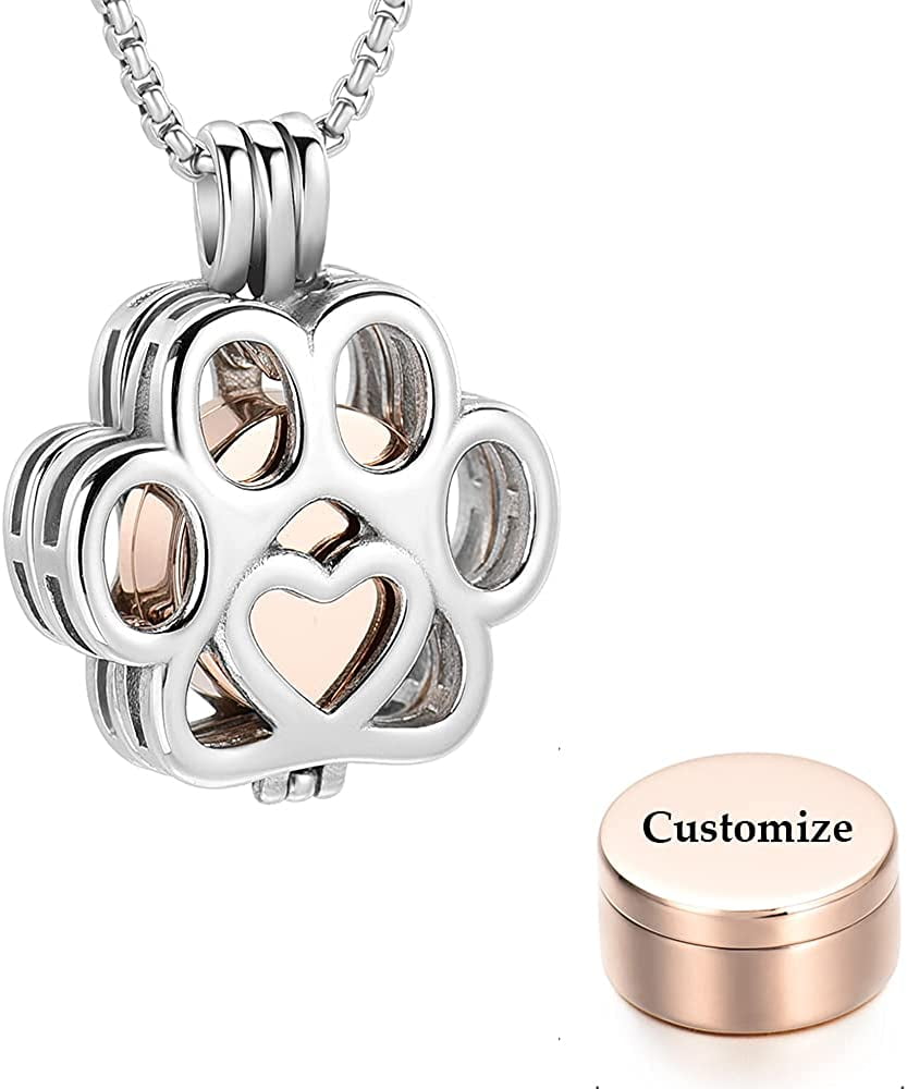 Pet Cremation Jewelry For Ashes For Dog/Cat Paw Stainless Steel ...