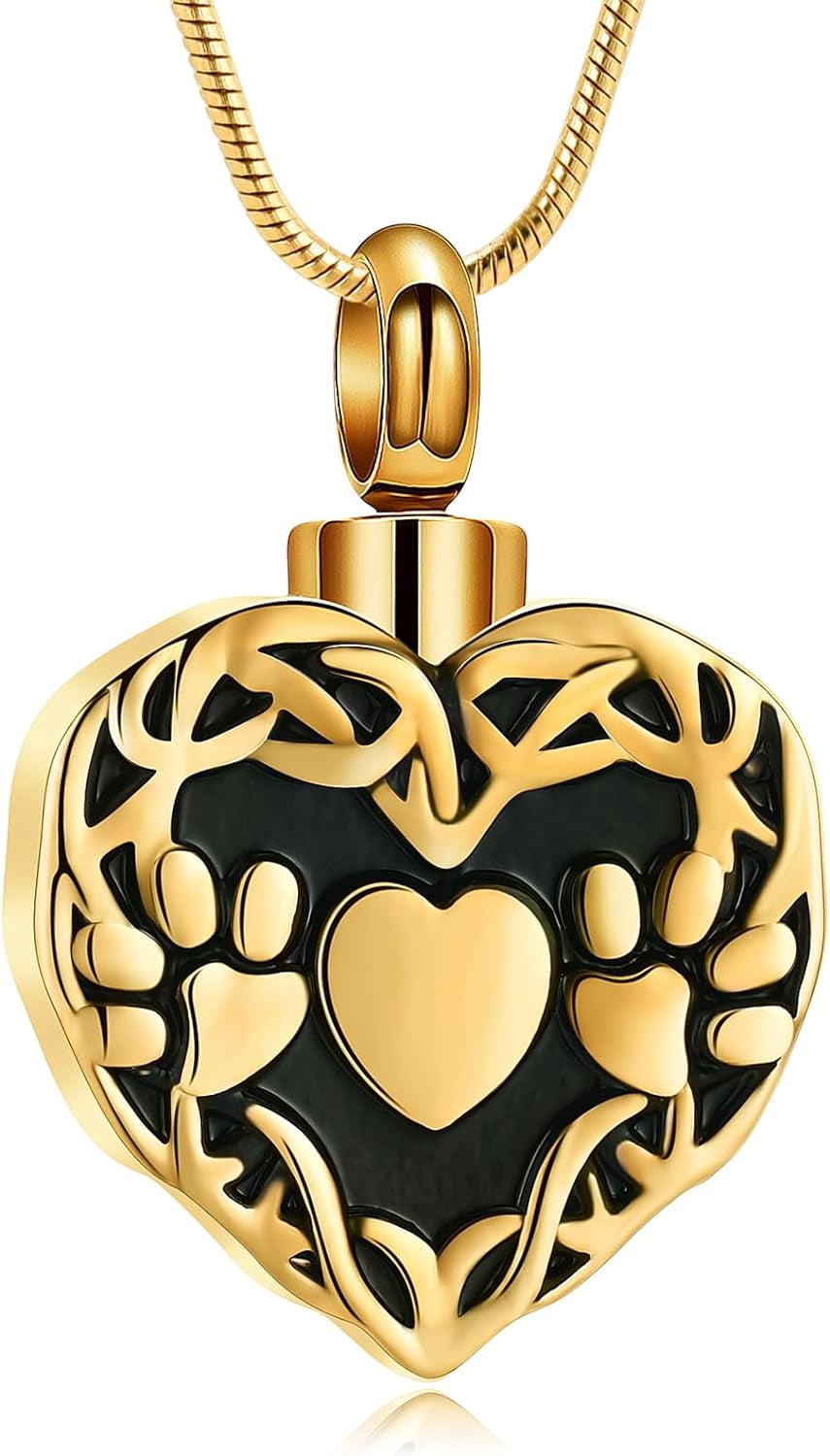 Pet Cremation Jewelry Urn Necklace for Ashes for Dog/Cat/Pets Paw Print ...
