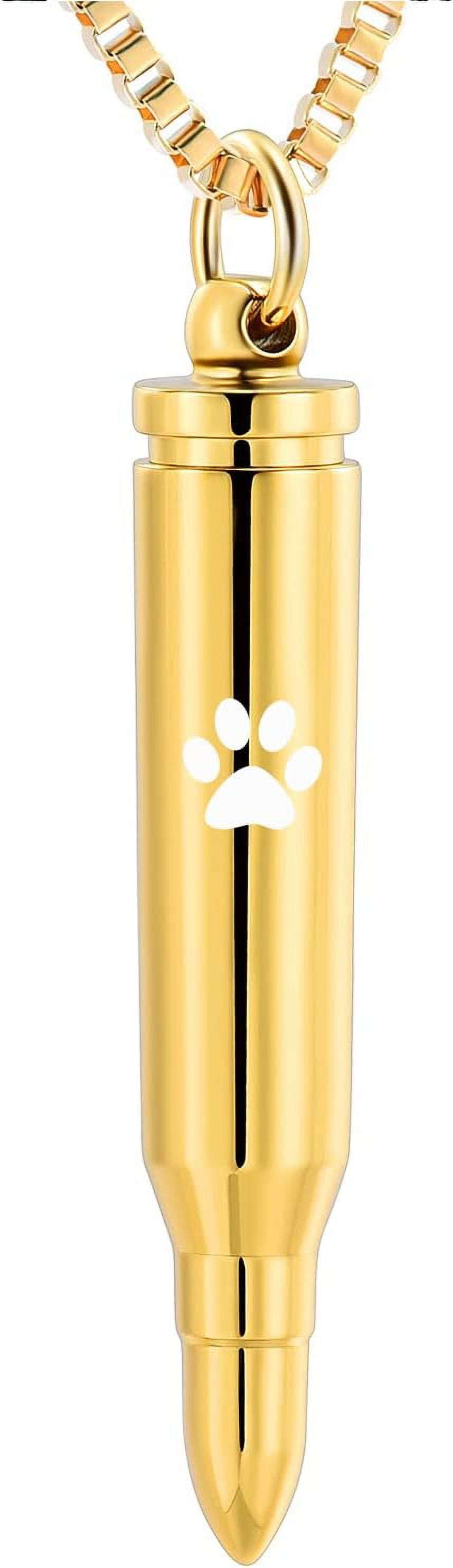 Pet Cremation Jewelry for Ashes Locket Deer / Paw Print Bullet Pendant ...
