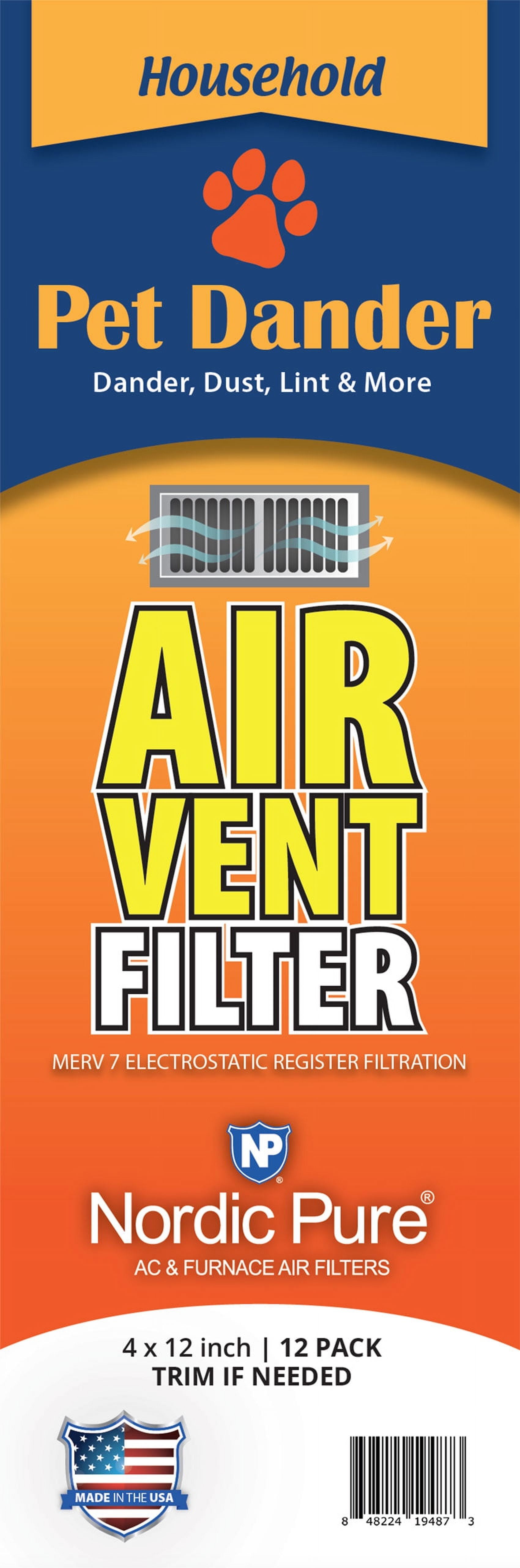 Pet Dander Reducing Air Vent Filters 4x12 (Register Vent Filters) 1 ...