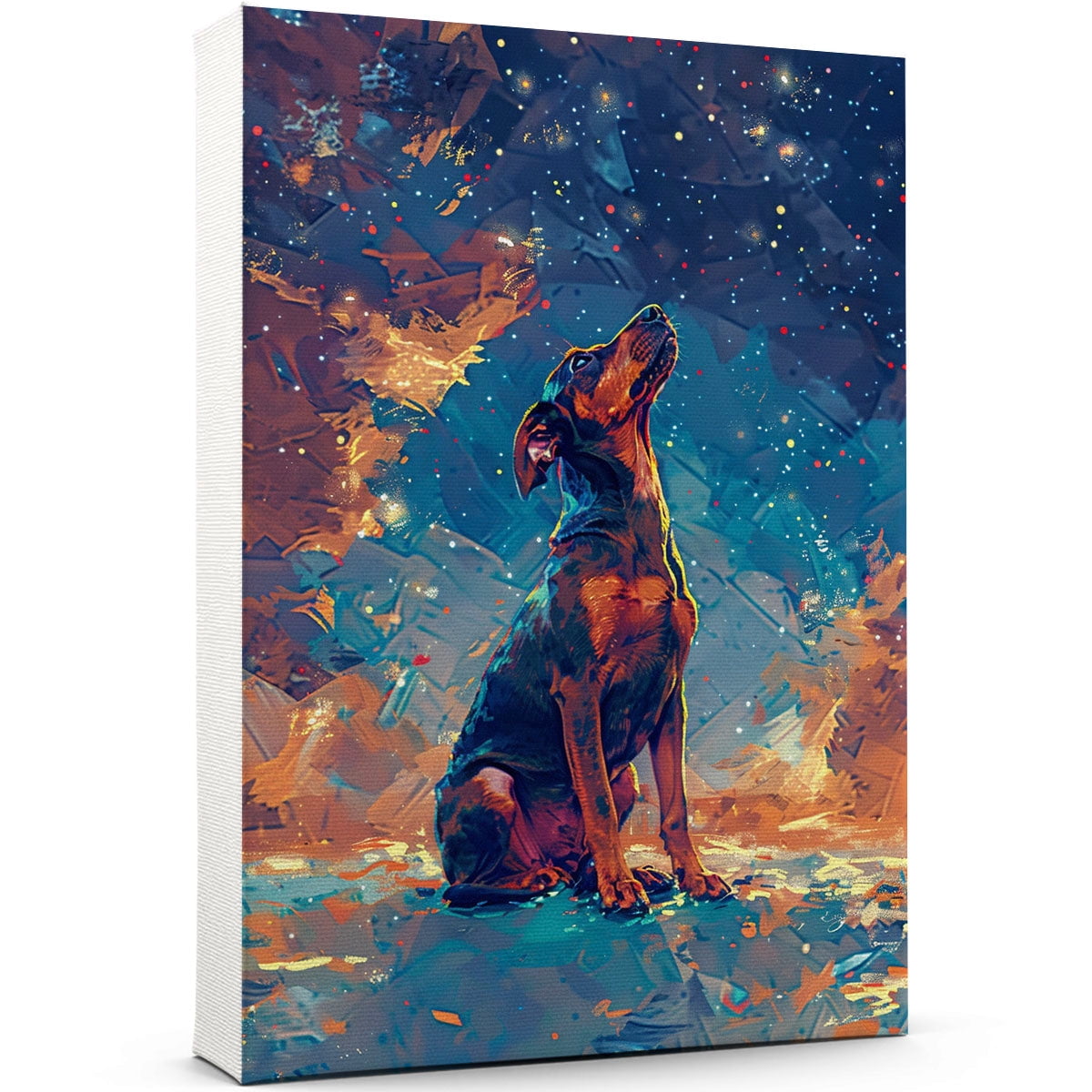 Pet Decor Starry Night Van Gogh Inspired German Shepherd Dog Pet Canvas ...