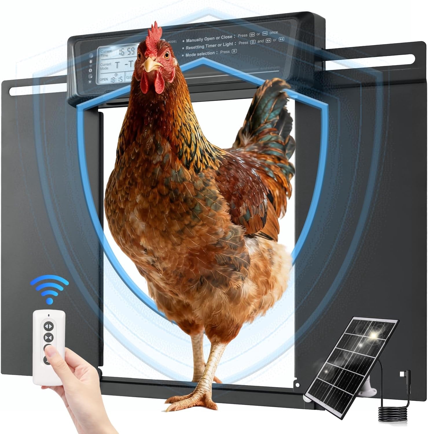 Pet Deluxe Extra Large Automatic Chicken Coop Door Solar Power,Anti ...