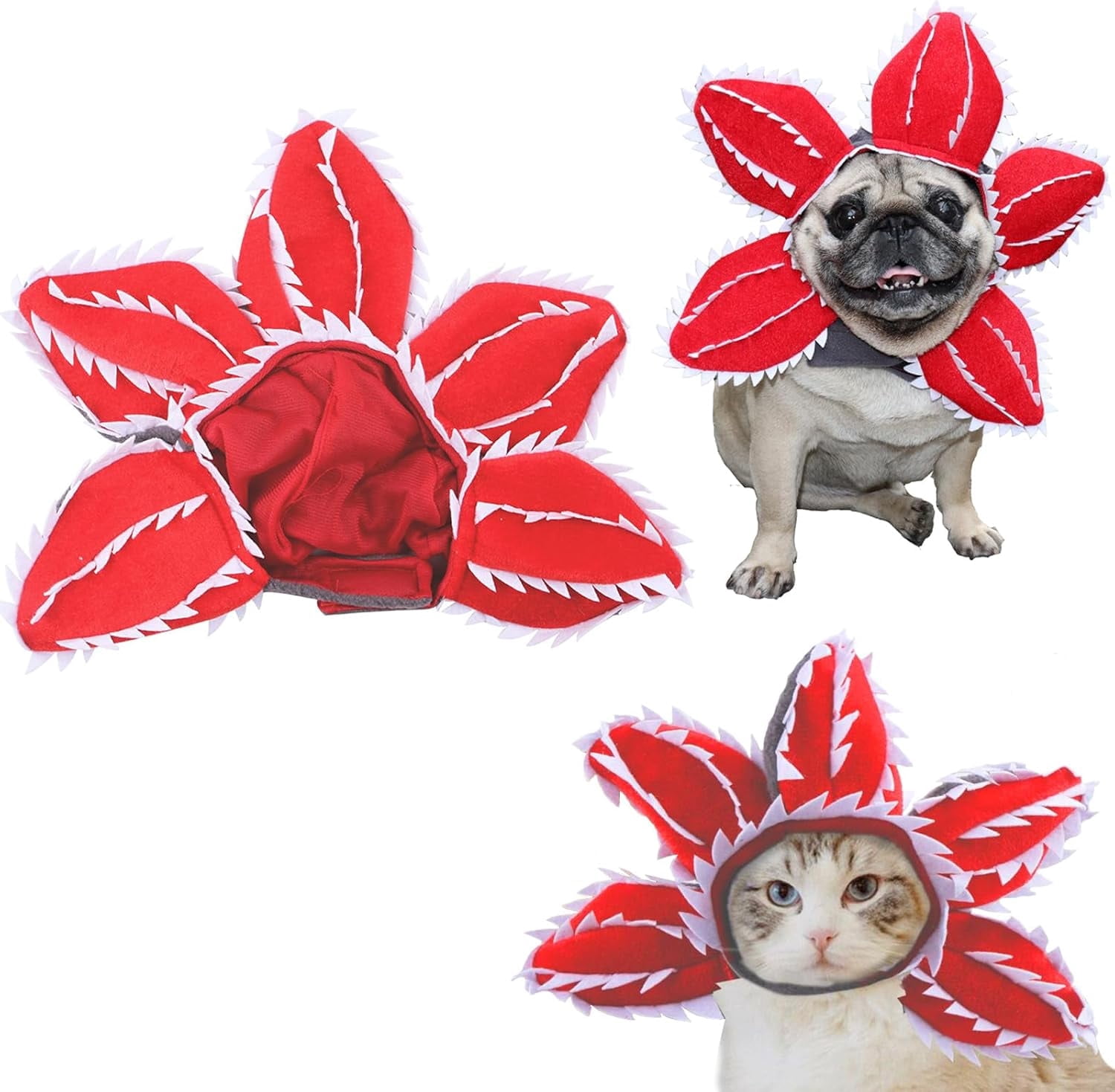 Pet Demon Hat Costume Scary Halloween Dog Headband Demogorgon Costume ...