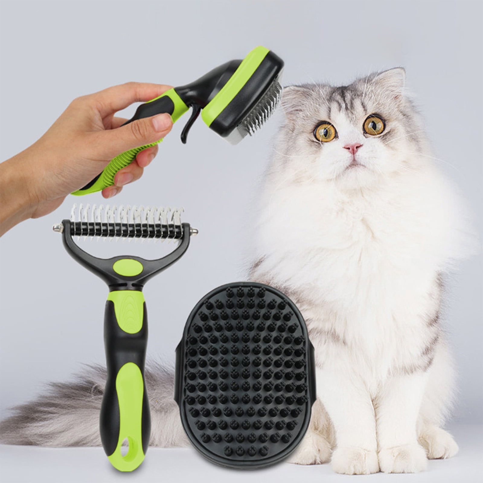 Pet Deshedding Comb Set Undercoat Rake for Dogs Cats Long Hair Breeds ...
