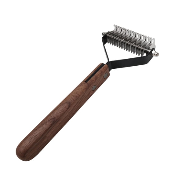 Pet Deshedding Combs, Stainless Steel Teeth, Solid Walnut Handle, Mat ...