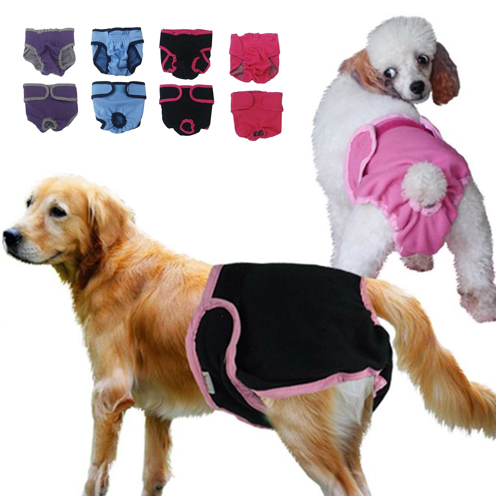 Pet Diaper with Adjustable Waistband and Elastic Leg Openings Washable ...