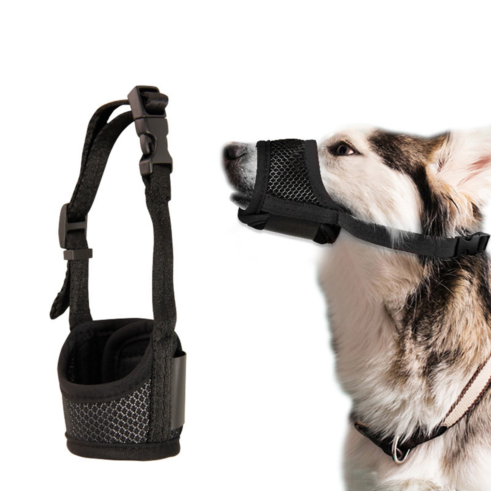 Pet Dog Adjustable Breathable Mesh Dog Restraint Muzzle And Ingestion ...