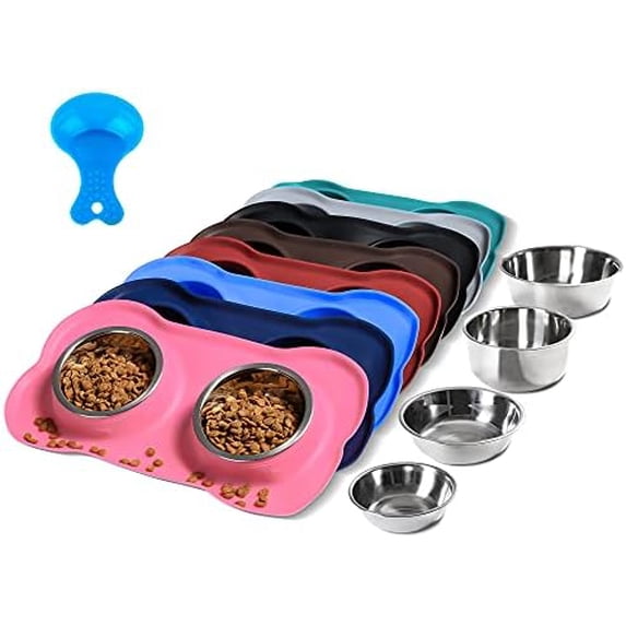 Pet Dog Bowls 2 Stainless Steel Dog Bowl with No Spill Non-Skid ...