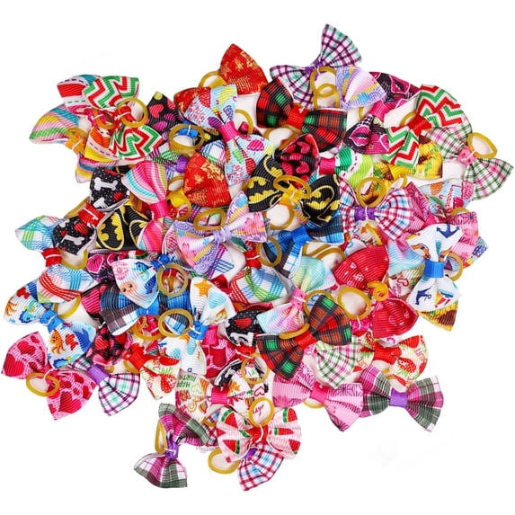 Pet Dog Bows, Bulk Dog Hair Accessories Bows with Rubber Bands ...