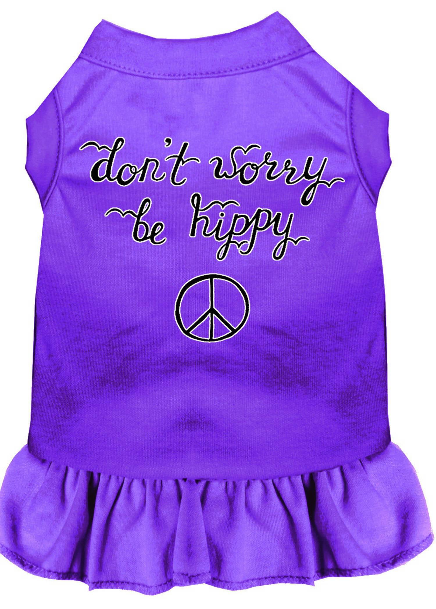 Pet Dog Cat Dress Screen Printed, "Don't Worry, Be Hippy" - Walmart.com