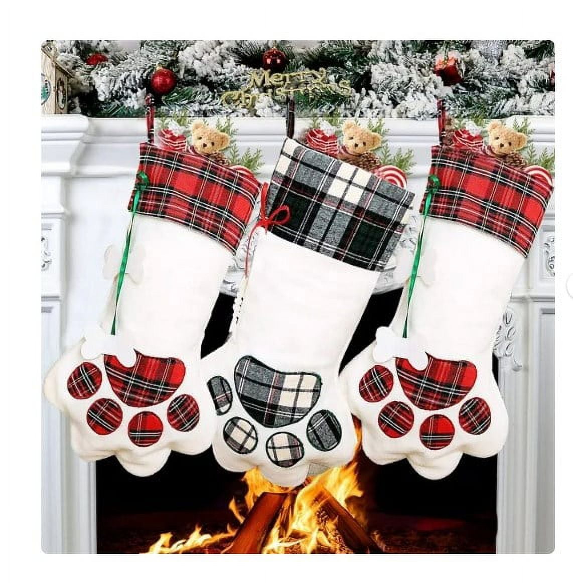 Pet Dog Christmas Stocking, Red Hanging Christmas Stockings with Large ...