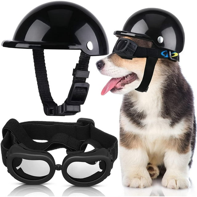 Pet Dog Helmet and Goggles Set Pet Motorcycle Helmet Dog Sunglasses ...