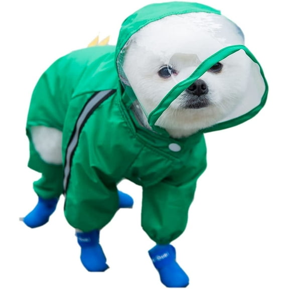 Dog Raincoat with Hood, Waterproof Full-Coverage Reflective Rain Jacket ...