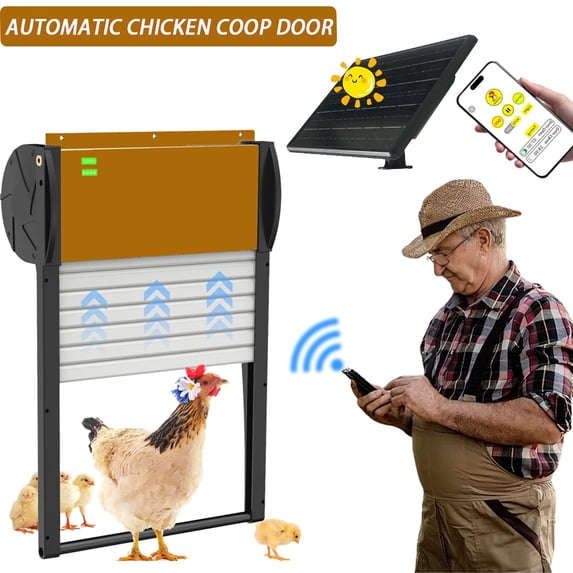 Pet Doors,Automatic Chicken Coop Door Solar, with APP Timer,Anti-Pinch ...