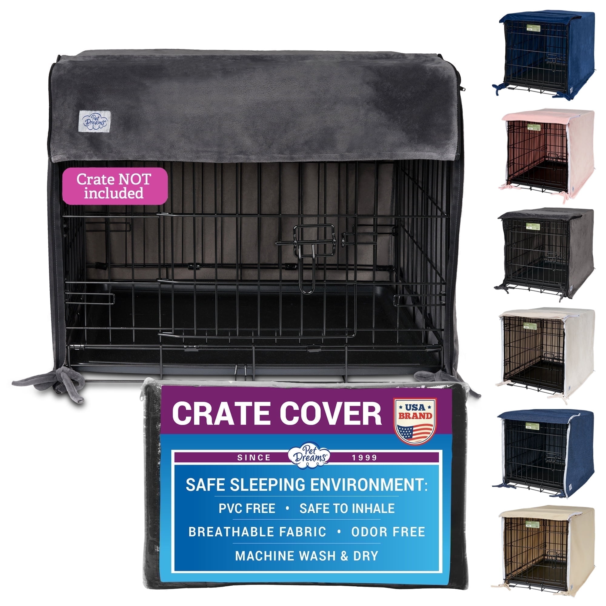 Pet Dreams Dog Crate Cover - Breathable Fabric Kennel Topper for Double ...