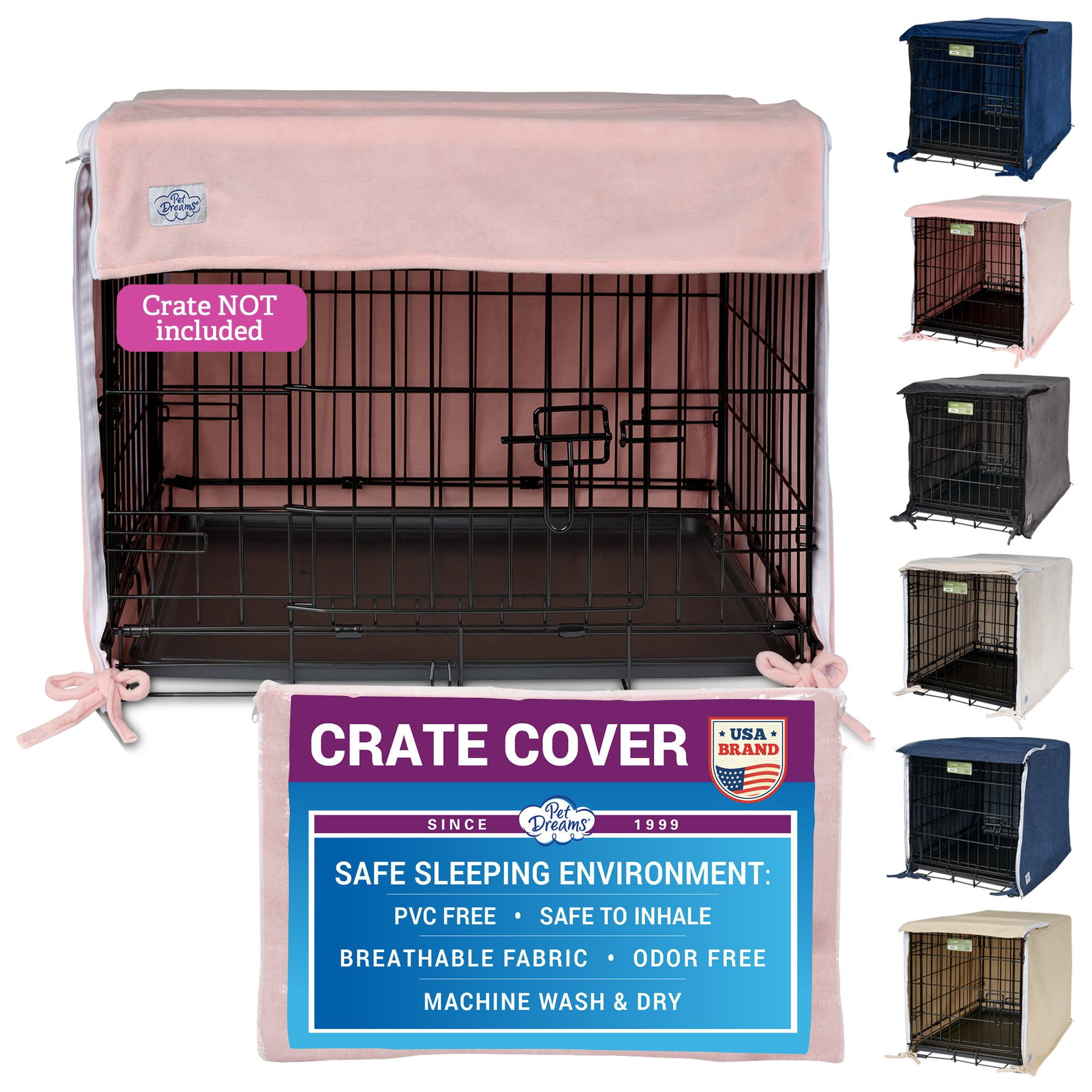 Pet Dreams Breathable Crate Cover - Non Toxic Double Door Dog Crate ...