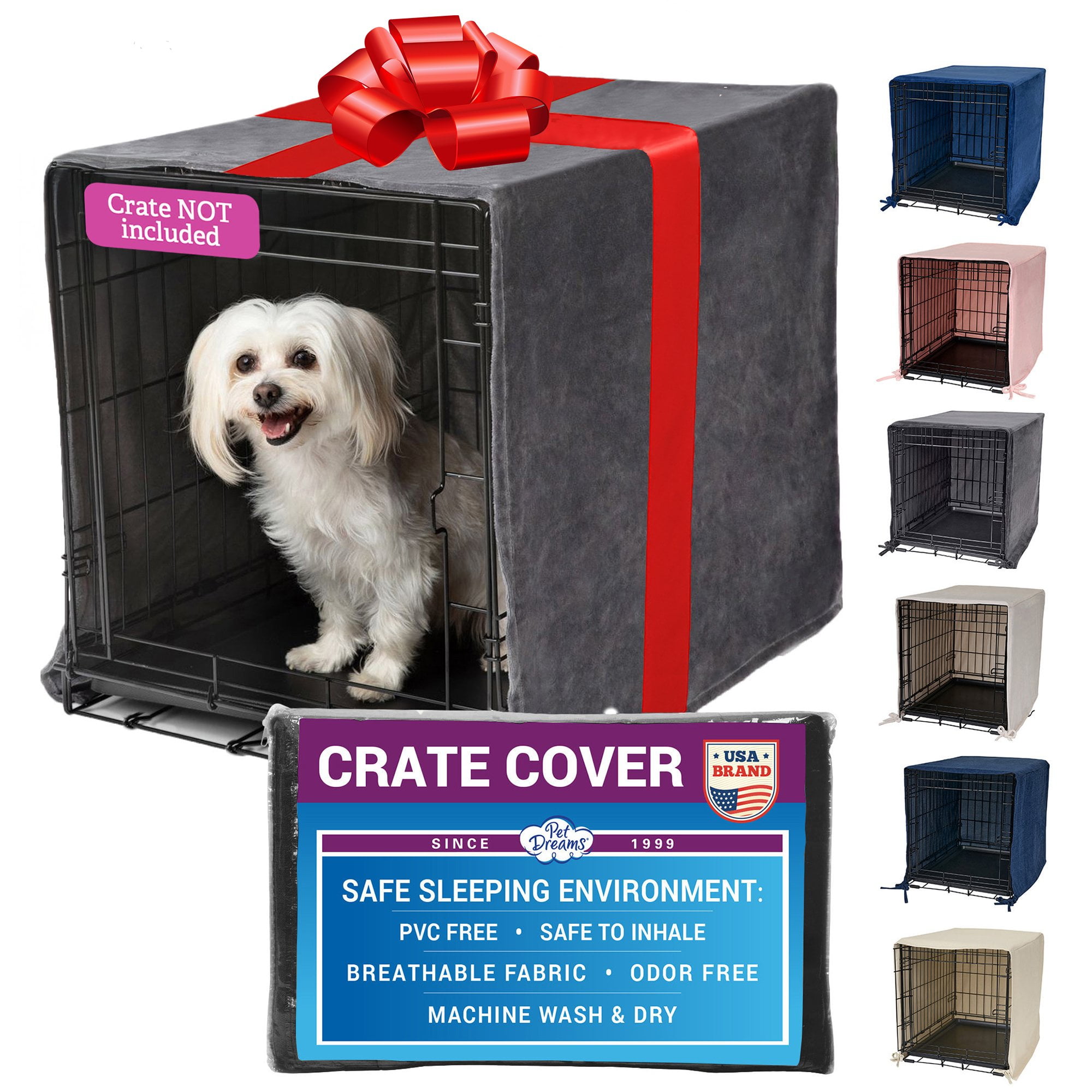 Pet Dreams Dog Crate Cover - Breathable Fabric Kennel Topper for Single ...