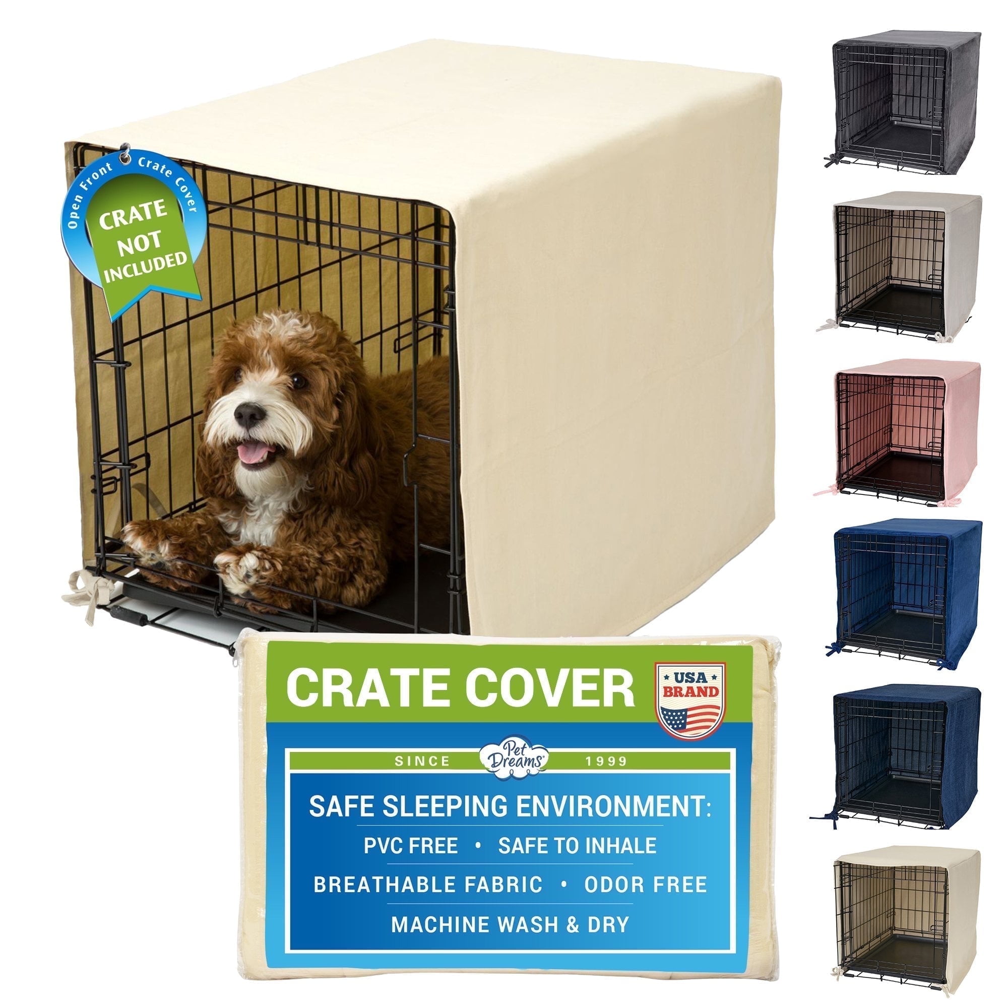 Pet Dreams Dog Crate Cover - Breathable Fabric Kennel Topper for Single ...