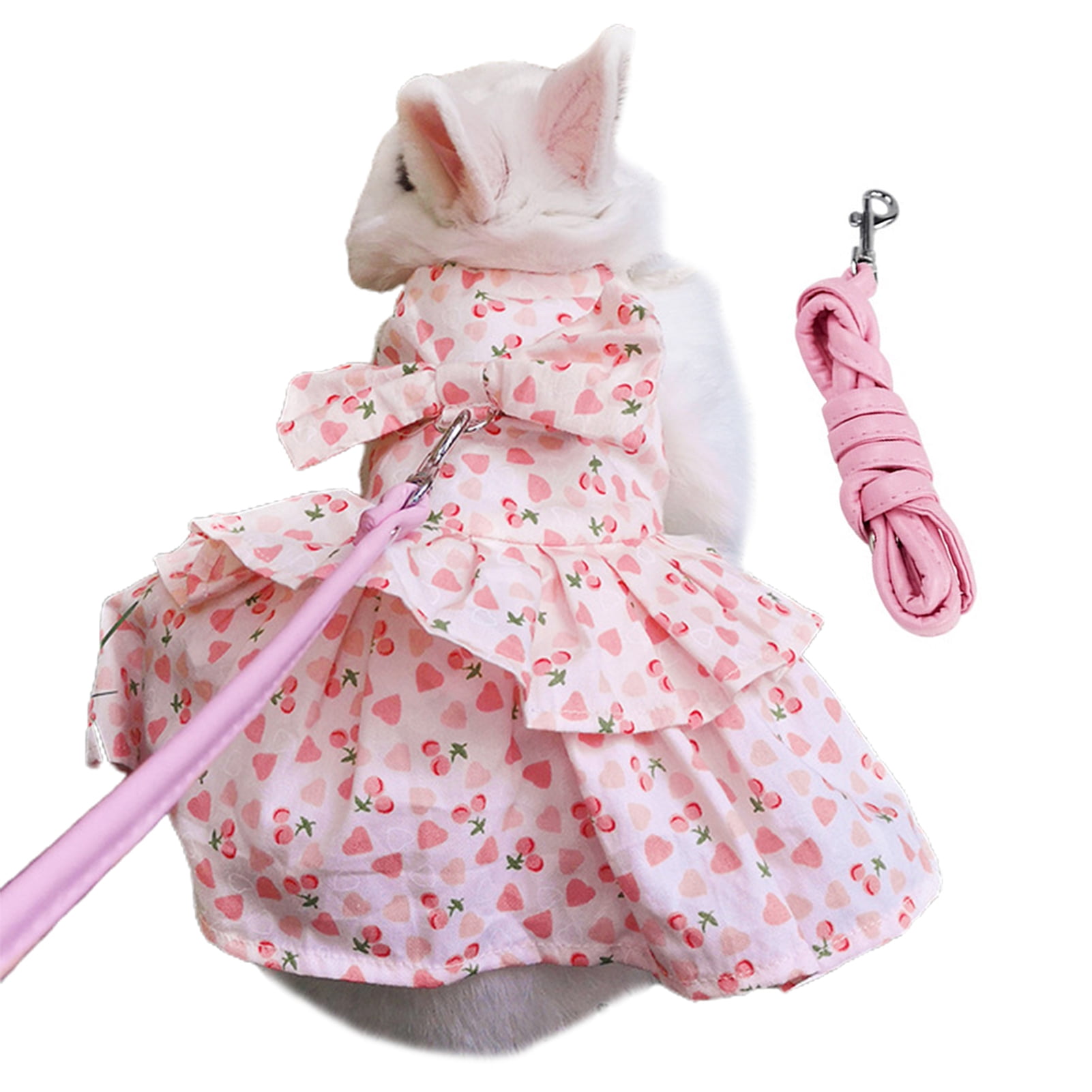 Pet Dress Lovely Adjustable Traction Rope Floral Pattern Rabbit Bunny ...