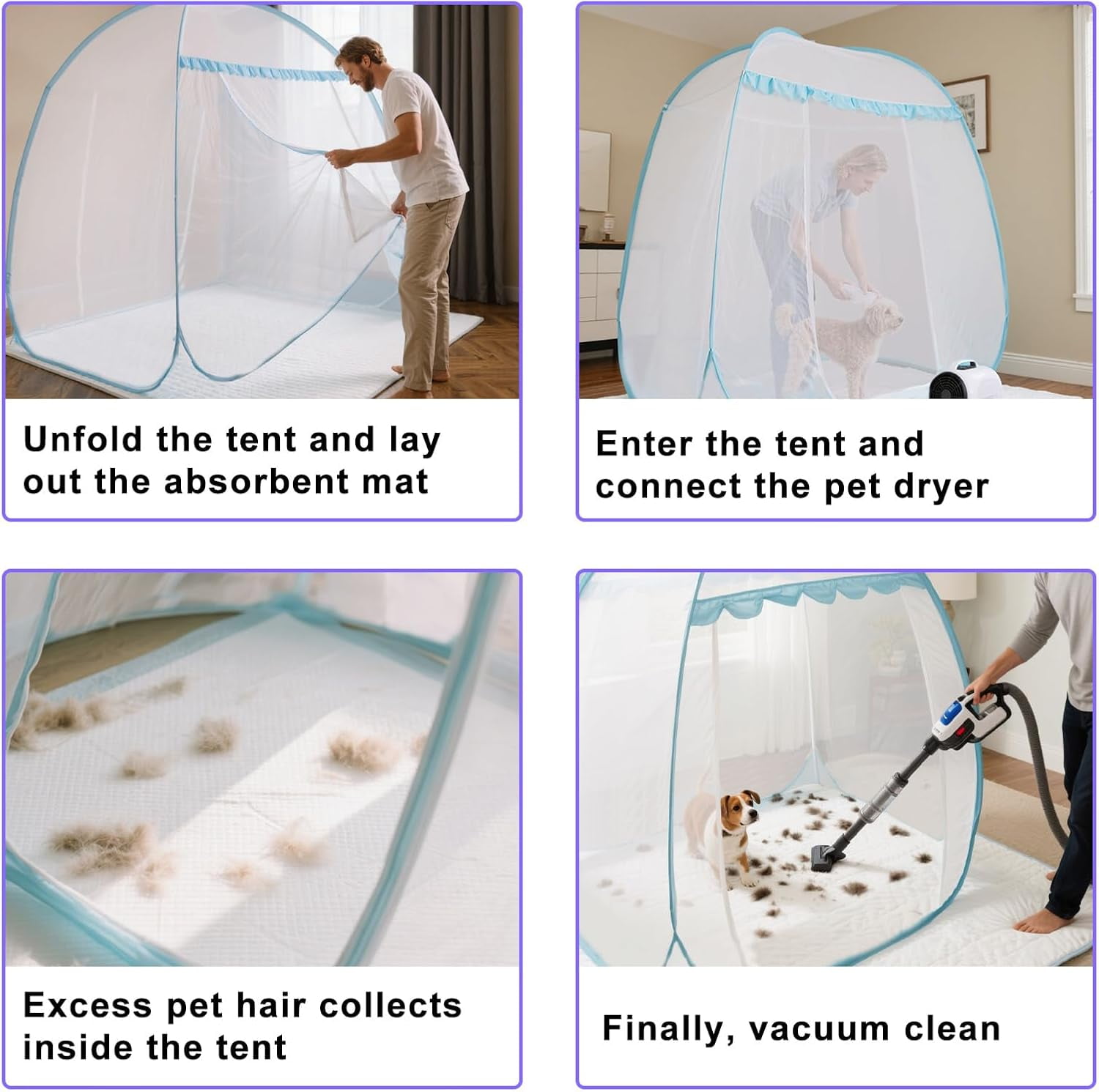 Pet Dryer Tent - 78.7*47.2*59 Inches, Anti-Hair Flying Drying Box for ...