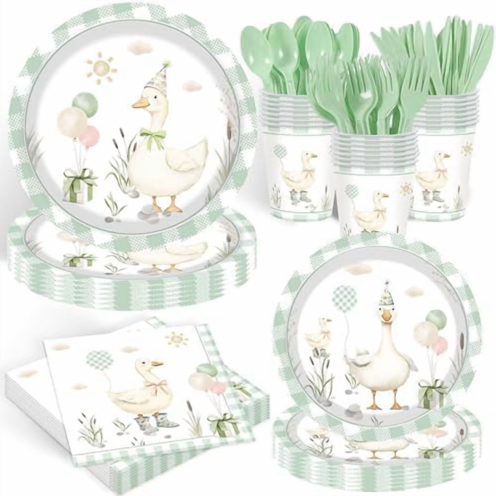 Pet Duck Birthday Decorations Supplies, 140PCS Disposable Paper ...