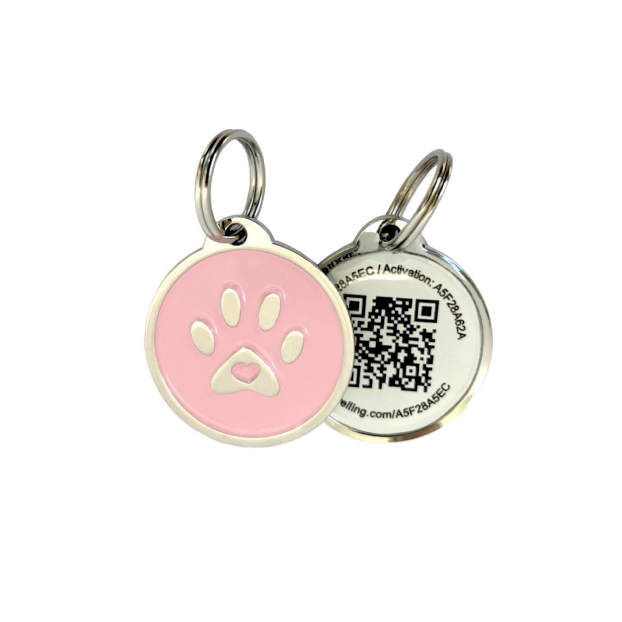 Pet Dwelling Pink Paw QR Code Pet ID Tracker Tag - Online Profile ...