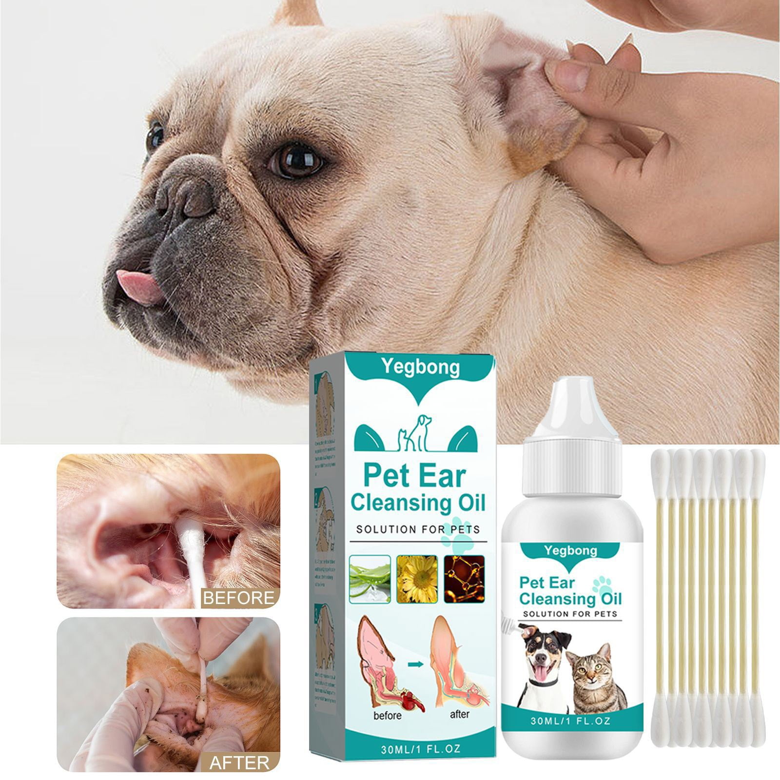 Dog Ear Rinse, Pet Ear Cleaner for Dogs and Cats, Dog & Cat Ear ...