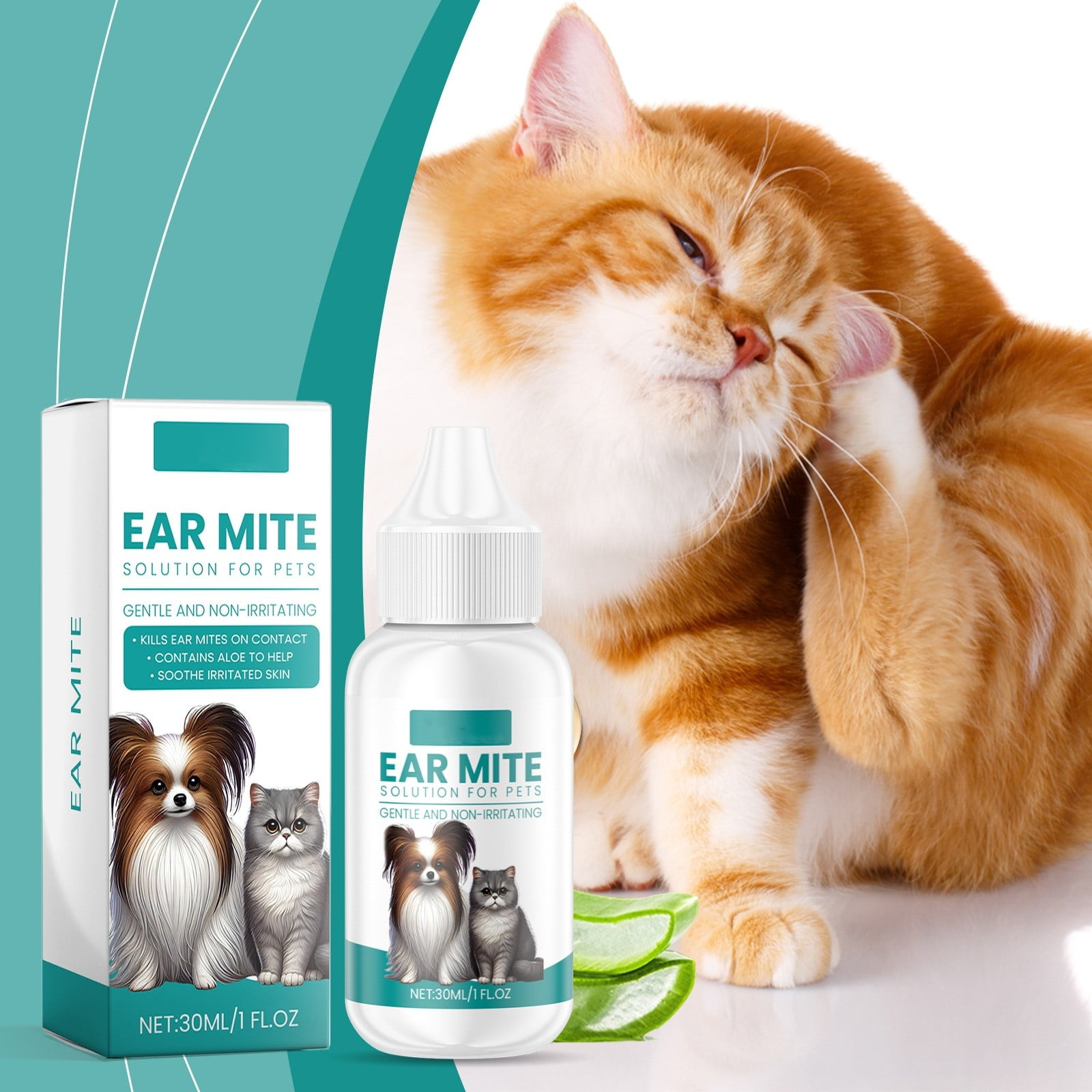 Pet Ear Cleansing Solution Cat and Dog Ear Canal Earwax Odor Cleaning ...