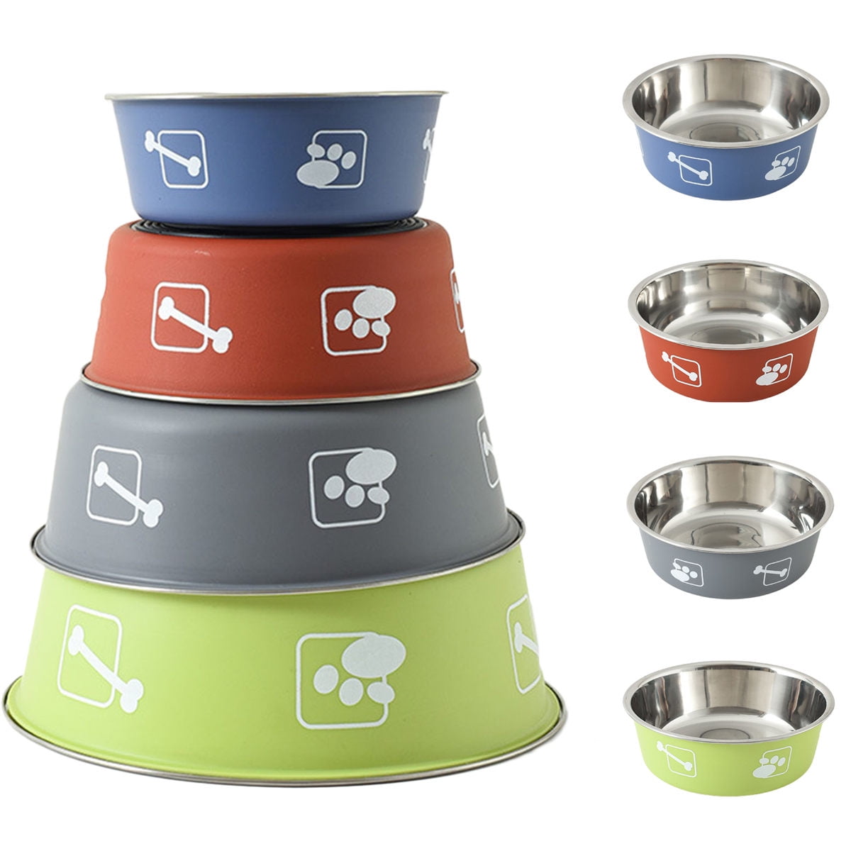 Pet Enjoy Non-Slip Medium Stainless Steel Food & Water Bowl for Pets ...