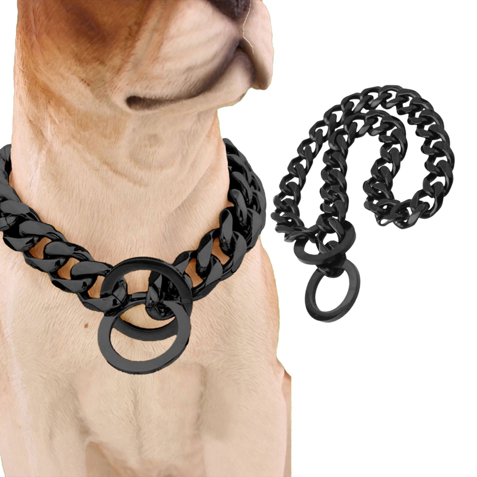 Pet Enjoy Heavy Duty Choker Dog Chains With Lock Gold/Silver/Black Dog ...