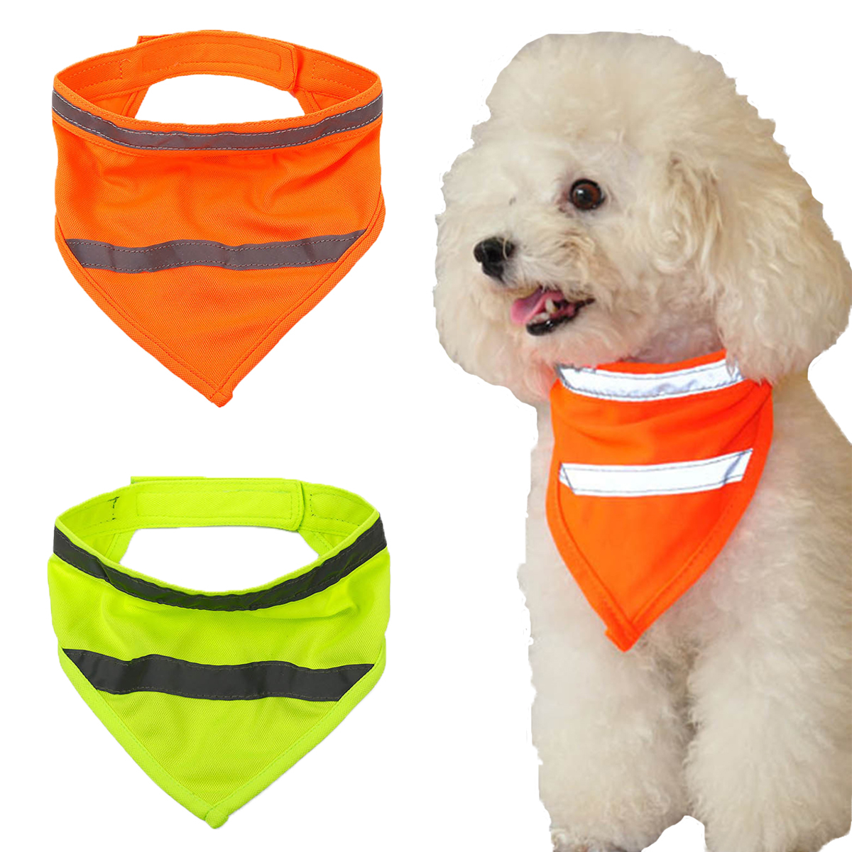 Pet Enjoy Reflective Pet Bandana,Safety Dog Bandana Scarf Triangle Bibs ...