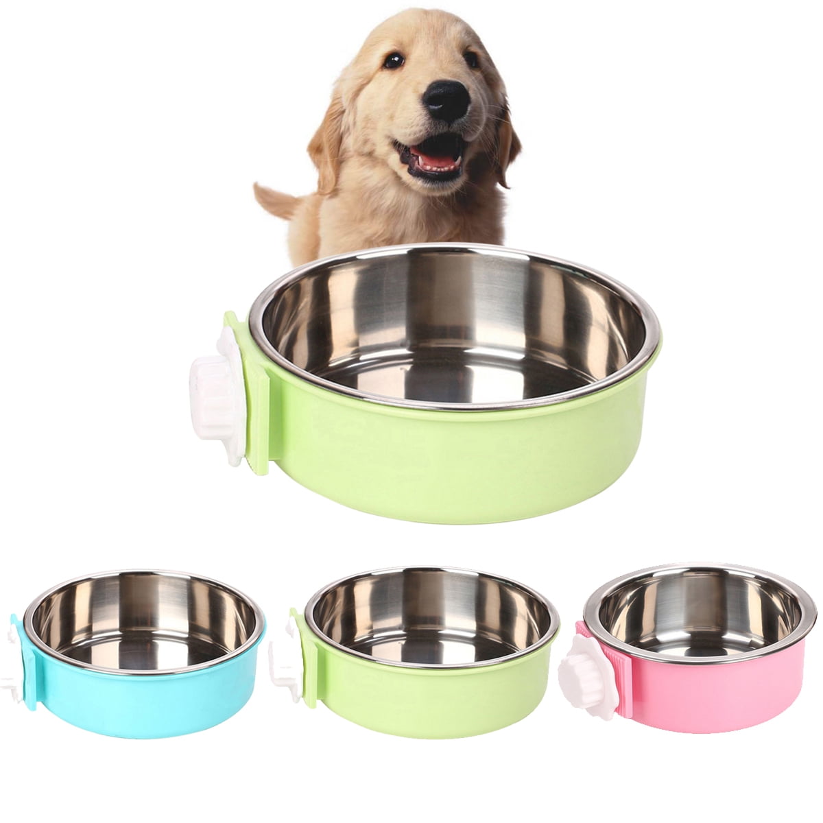 Pet Enjoy Removable Stainless Steel Cage Mounted Small Pet Food & Water ...