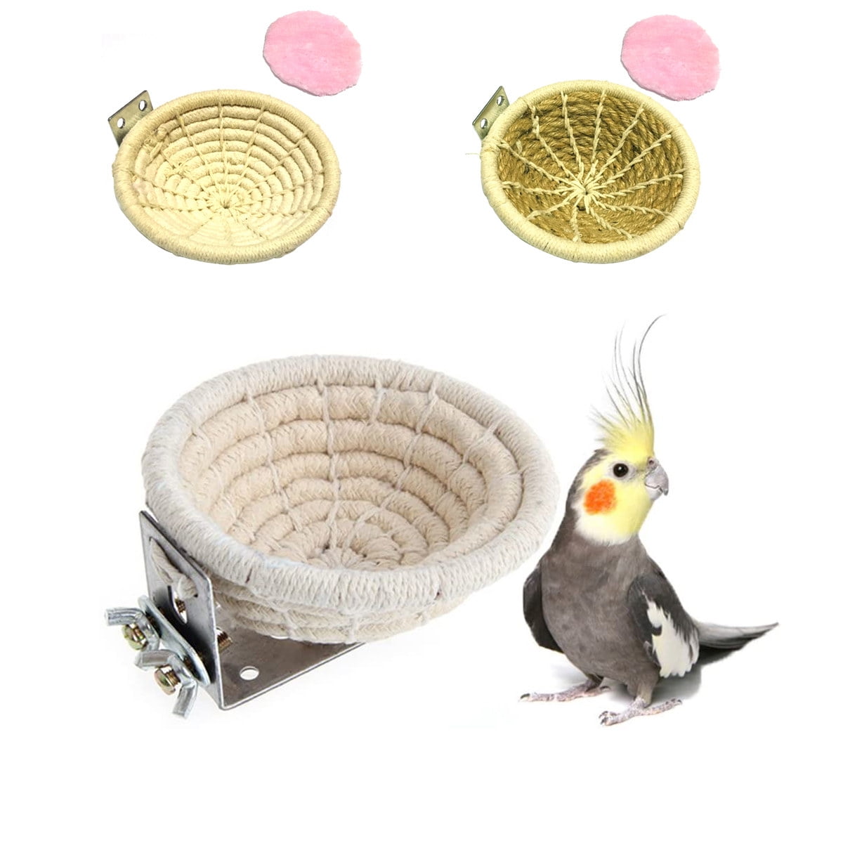 Pet Enjoy Rope Bird Breeding Nest Bed with Mat Set,Handmade Cotton/Hemp ...