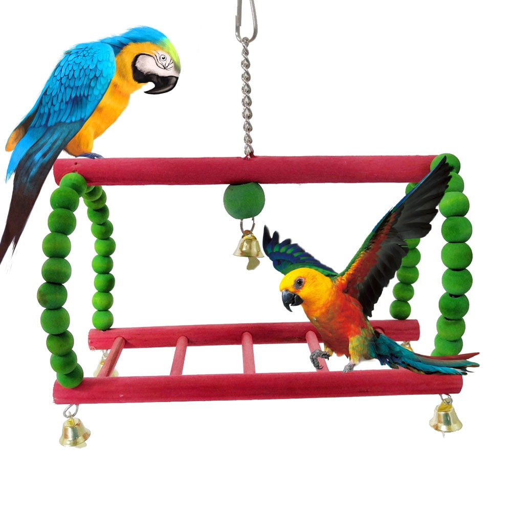 Pet Enjoy Wooden Swing Bird Toys,Colorful Wooden Bead Suspension Bridge ...