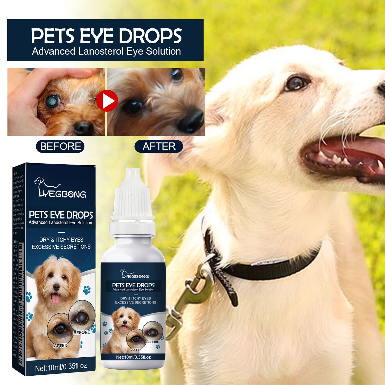 Pet Eye Drops Eye Cleaner for Dogs and Cats Bio-disinfecting, soothing ...