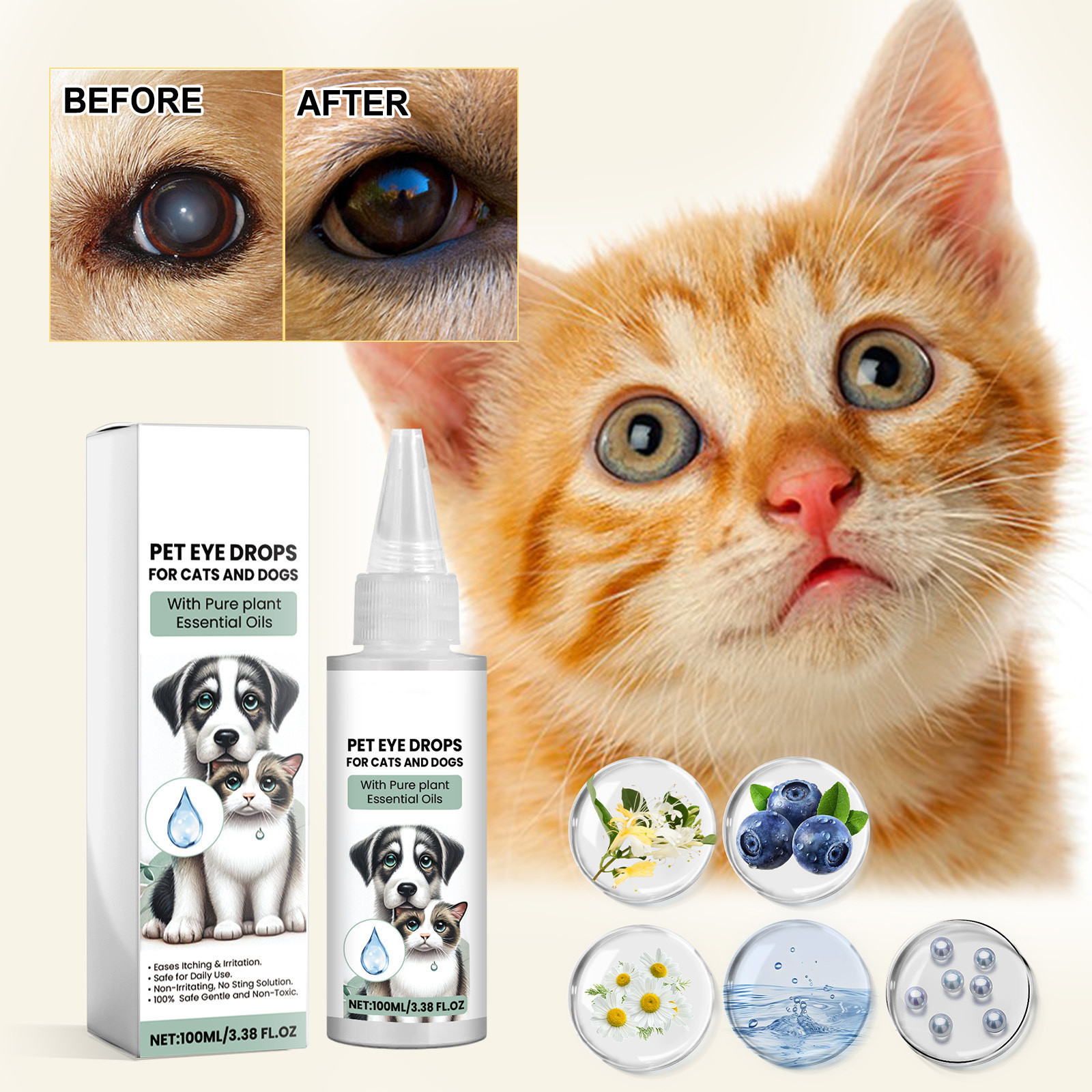 Pet Eye Drops Pet Eye Cleaning Eye Drops For Cats Dogs Home Dog Eye ...