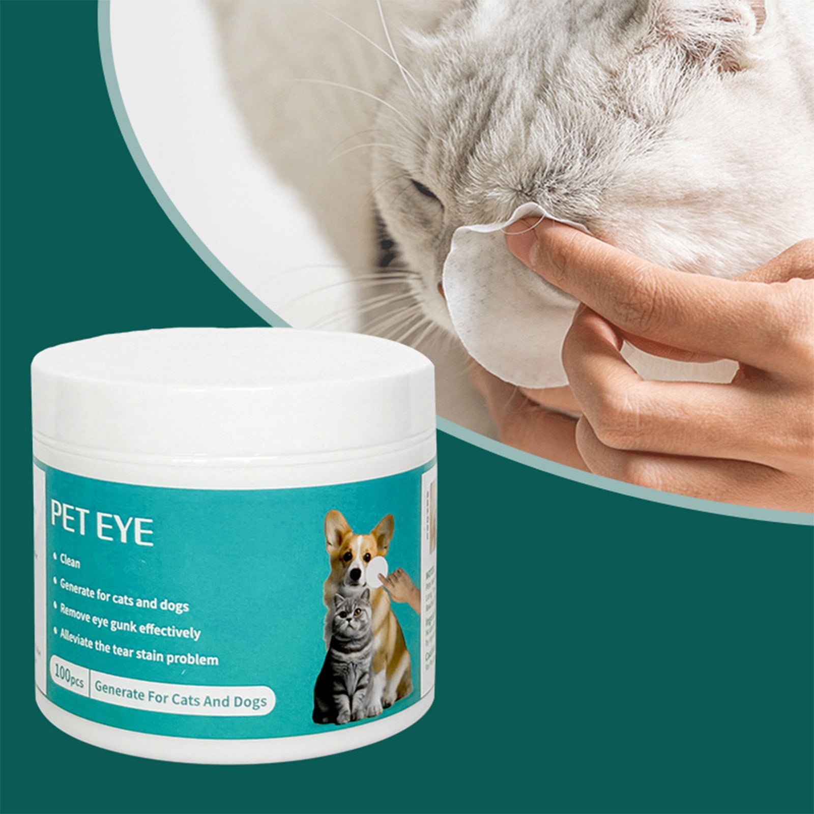 Pet Eye Wipes for Cats and Dogs | Tear Stain Remover Tissues | Gentle Non-Irritating Polyester ...
