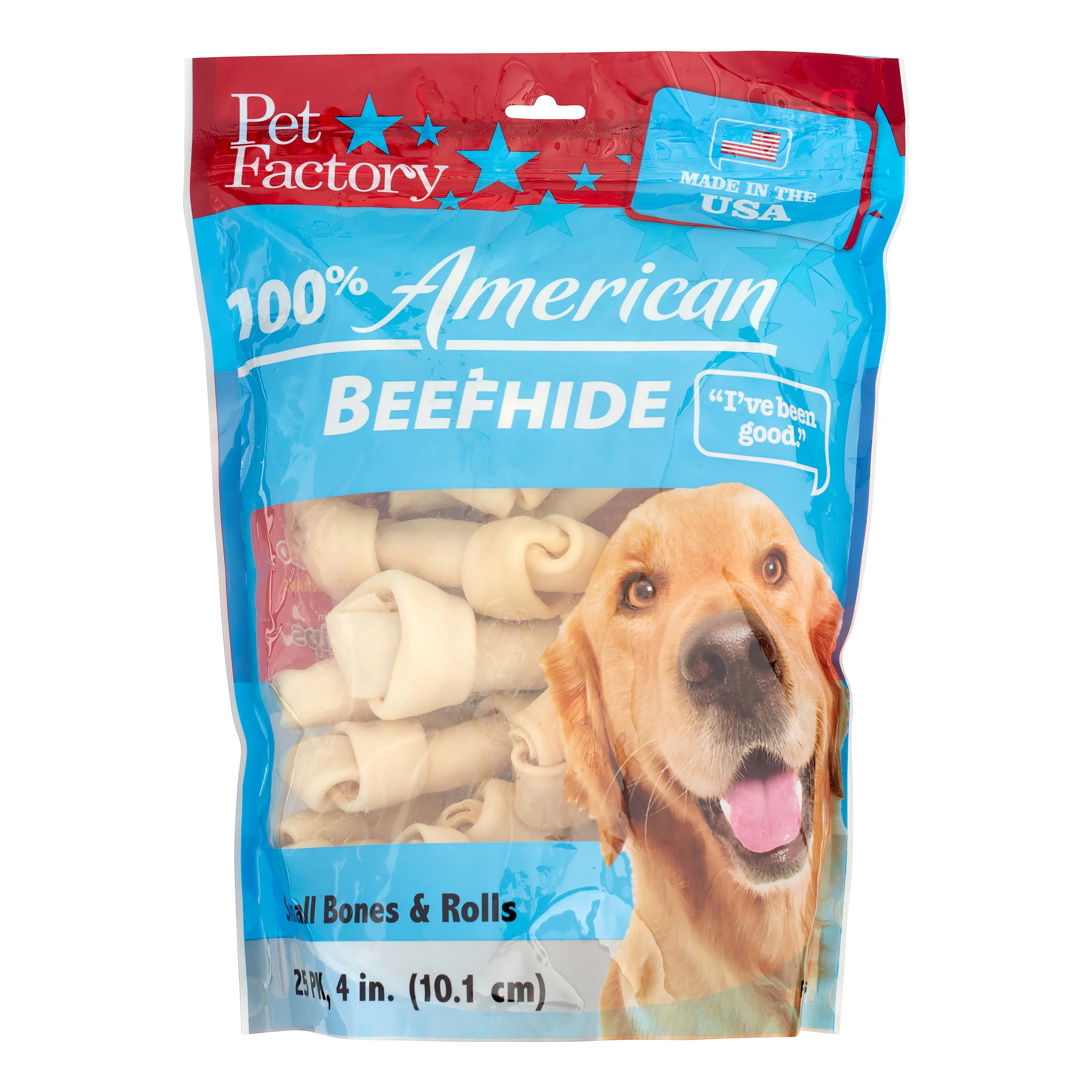 Pet Factory 100% American Beefhide Small Breed Chews Dog Treat, 25 Ct ...