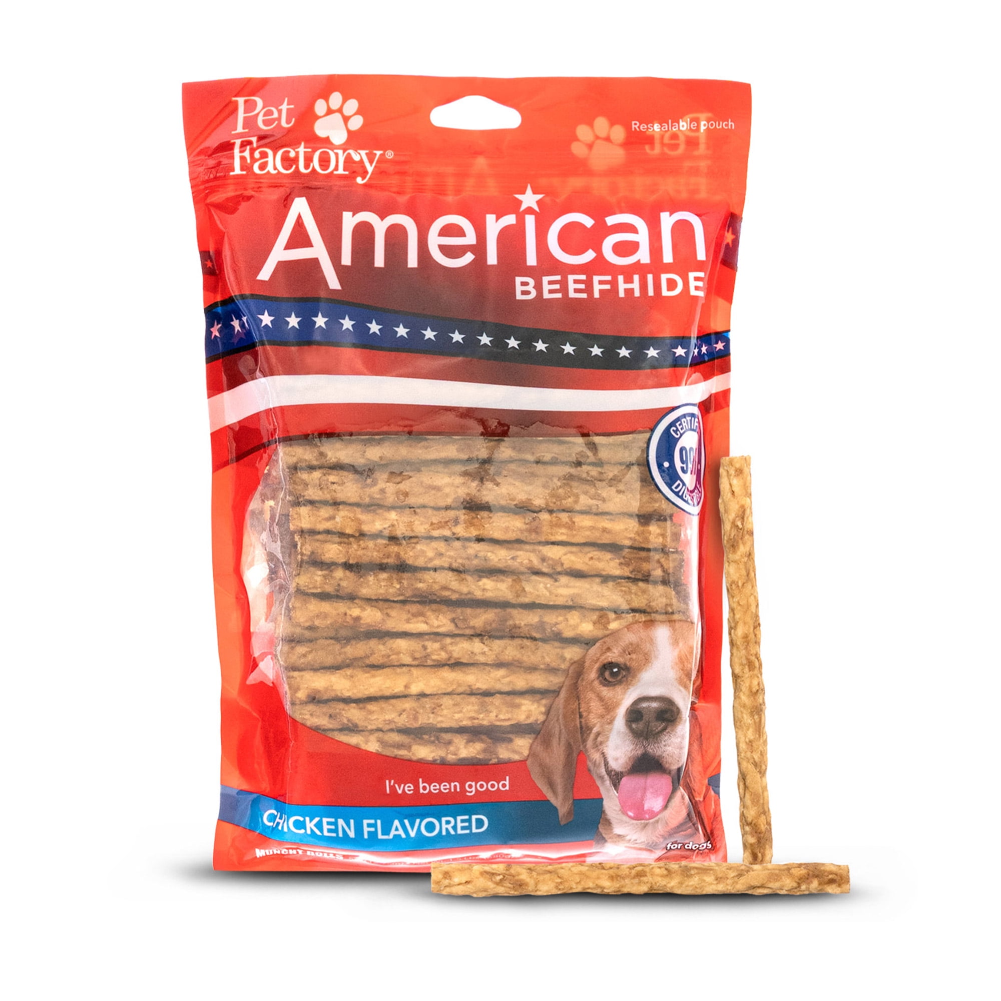 Pet Factory American Beefhide Chicken Flavored Munch Mini Rolls Dog ...