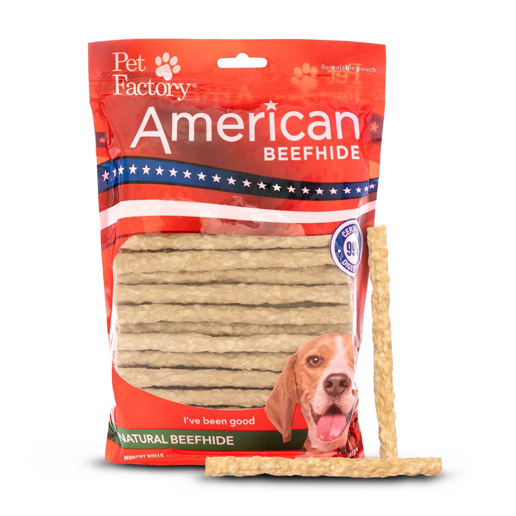 Pet Factory American Beefhide Bones, Flavored Munch Mini Rolls Dog Chew ...
