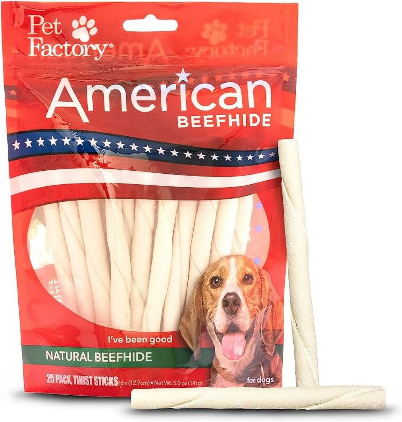 Pet Factory American Beefhide 5" Twist Sticks Dog Chew Treats - Natural ...