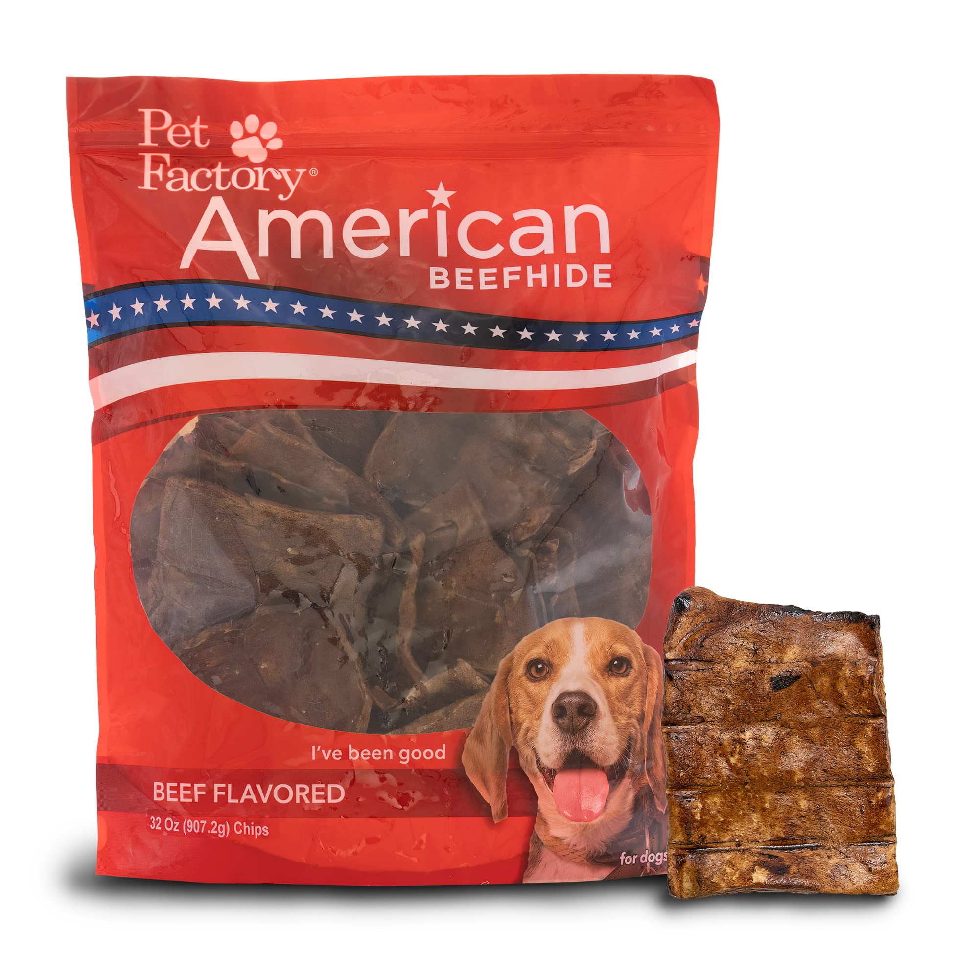 Pet Factory American Beefhide Chips Dog Chew Treats - Beef Flavor, 32 ...