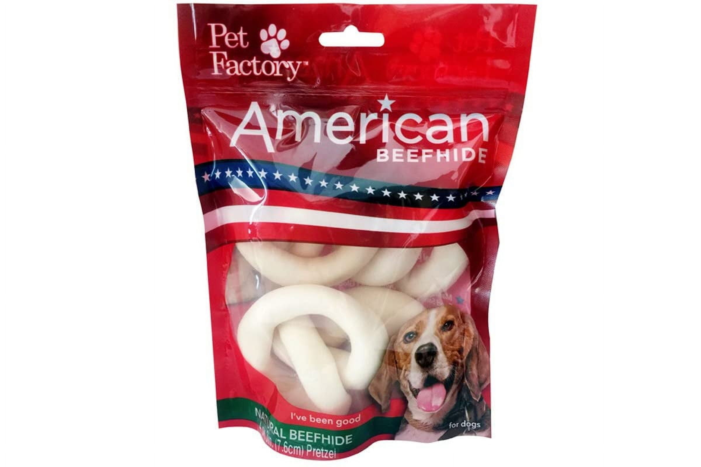 Pet Factory American Beefhide SAF21 3-3.5" Pretzels Dog Chew Treats - Natural Flavor, 4 Count/1 ...