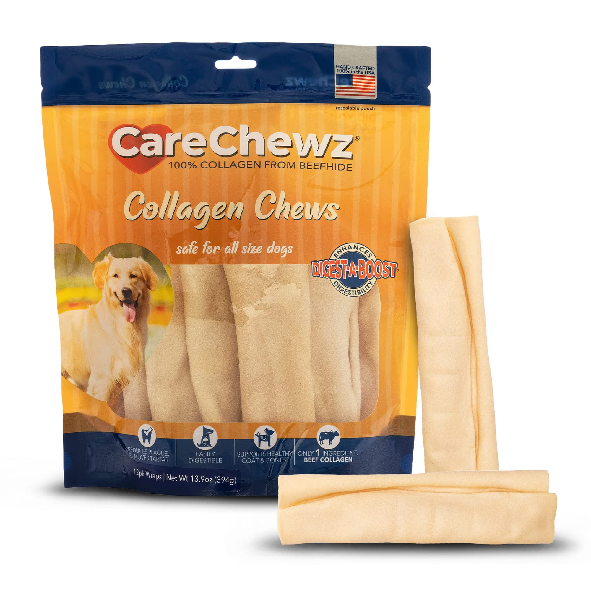 Pet Factory CareChewz Collagen OIF8 6-7" Small Wraps Dog Chew Treats ...