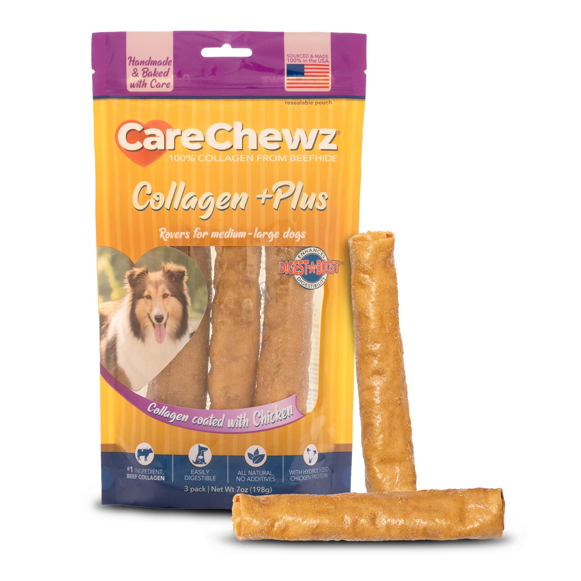 Pet Factory CareChewz Collagen STF9 +Plus 9" Rovers Dog Chew Treats ...