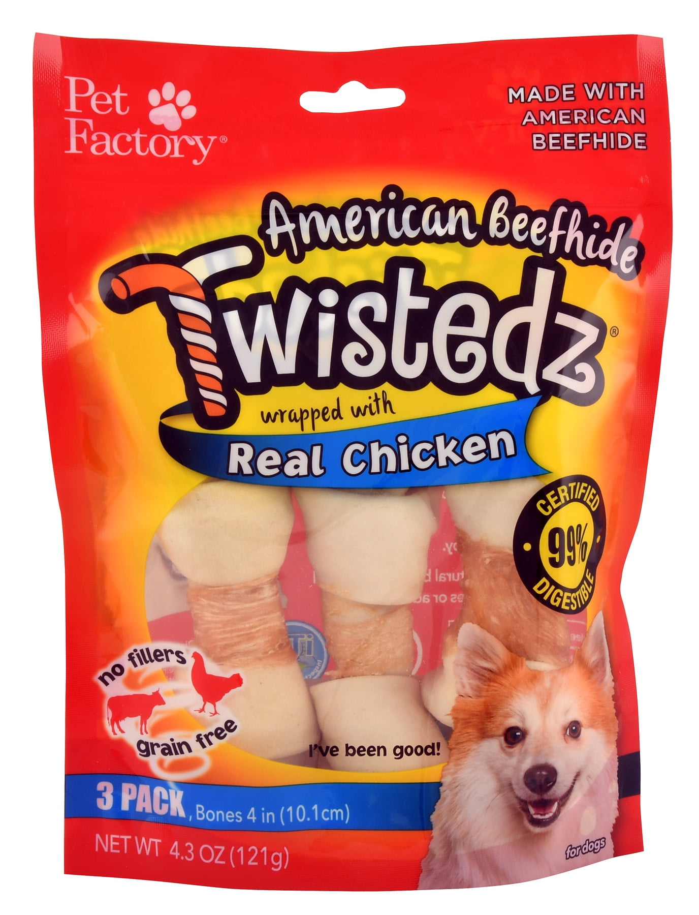 Pet Factory Twistedz American Beefhide 4-5" Knotted Bones Dog Chew ...
